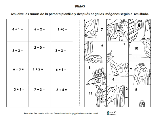Rompecabezas de sumas para primer grado - Diario Educación